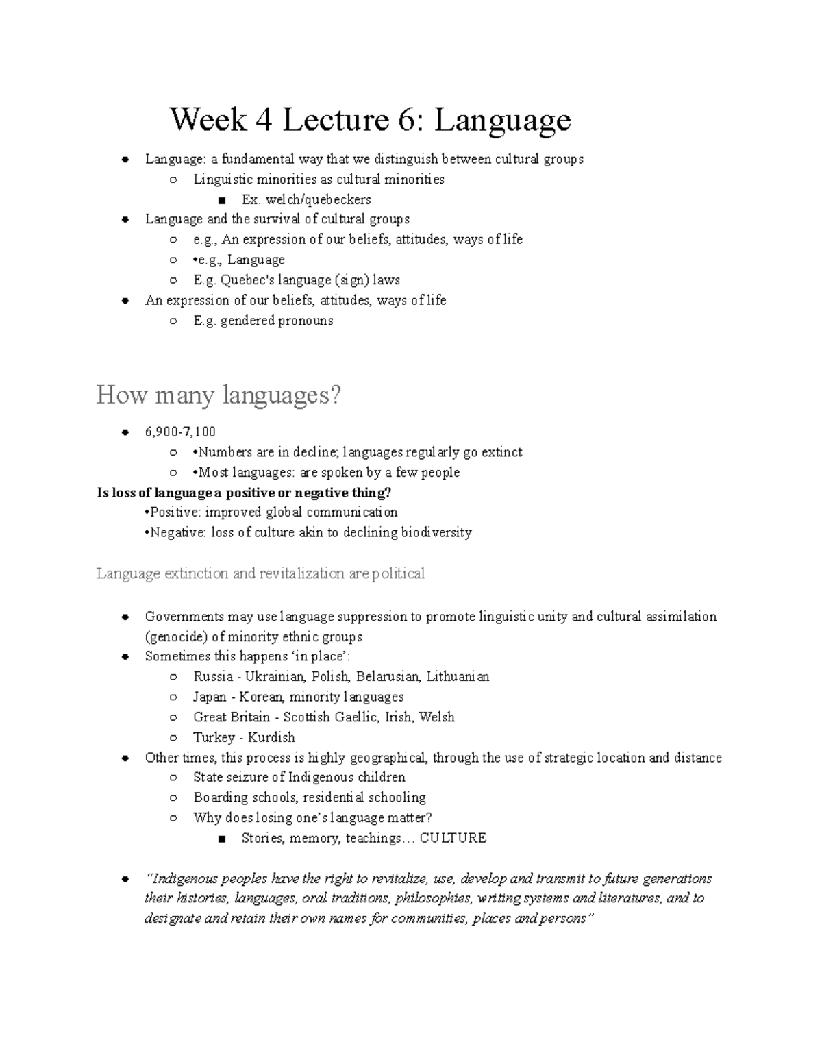 Envsocty 1HA3 Week 4 - Week 4 Lecture 6: Language Language: a ...