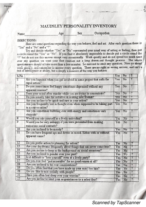 Identifying clinical symptoms with the help of 16PF - It consists of 16 ...