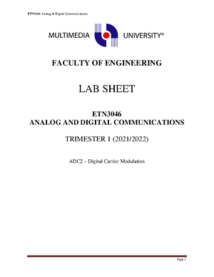 ETN3046-Tutorial 5-Question - ETN3046: Analog and Digital Communications Tutorial 5: Baseband ...