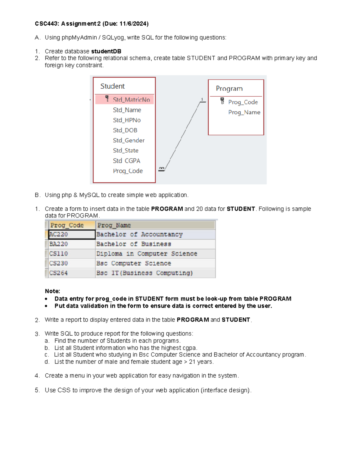 Lab Assignment 2 - csc443 web programming - CSC443: Assignment 2 (Due ... Lab Assignment 2 - csc443 web programming - CSC443: Assignment 2 (Due ...