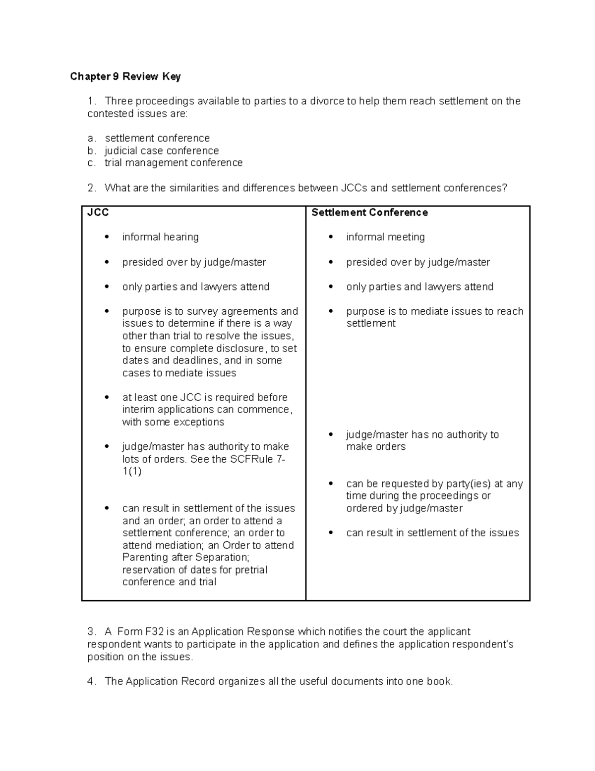 Chapter 9 Review Key - Summary Legal Office Procedures - Family Law ...