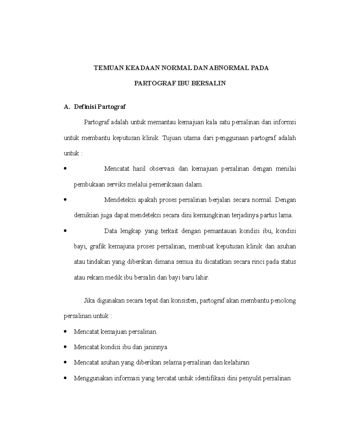 Temuan keadaan normal dan abnormal pd partograf bulin - TEMUAN KEADAAN ...