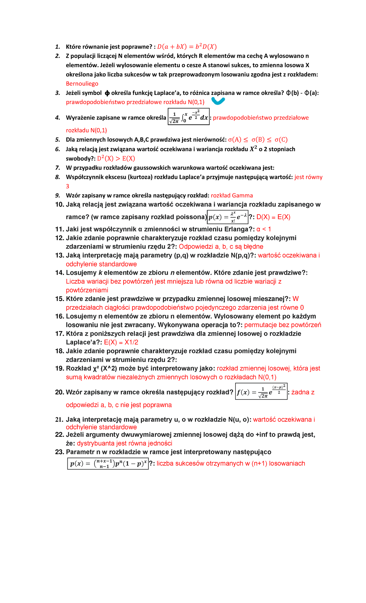 Zagadanienia-MP-POD- Znakiem- Zapytania - Które równanie jest poprawne? : ( ) ( ) Z populacji ...