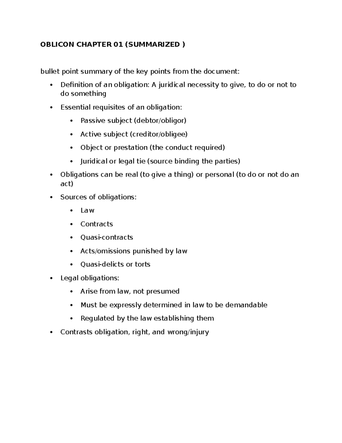 OBLICON CHAPTER 1 (SUMMARIZED) - OBLICON CHAPTER 01 (SUMMARIZED ...