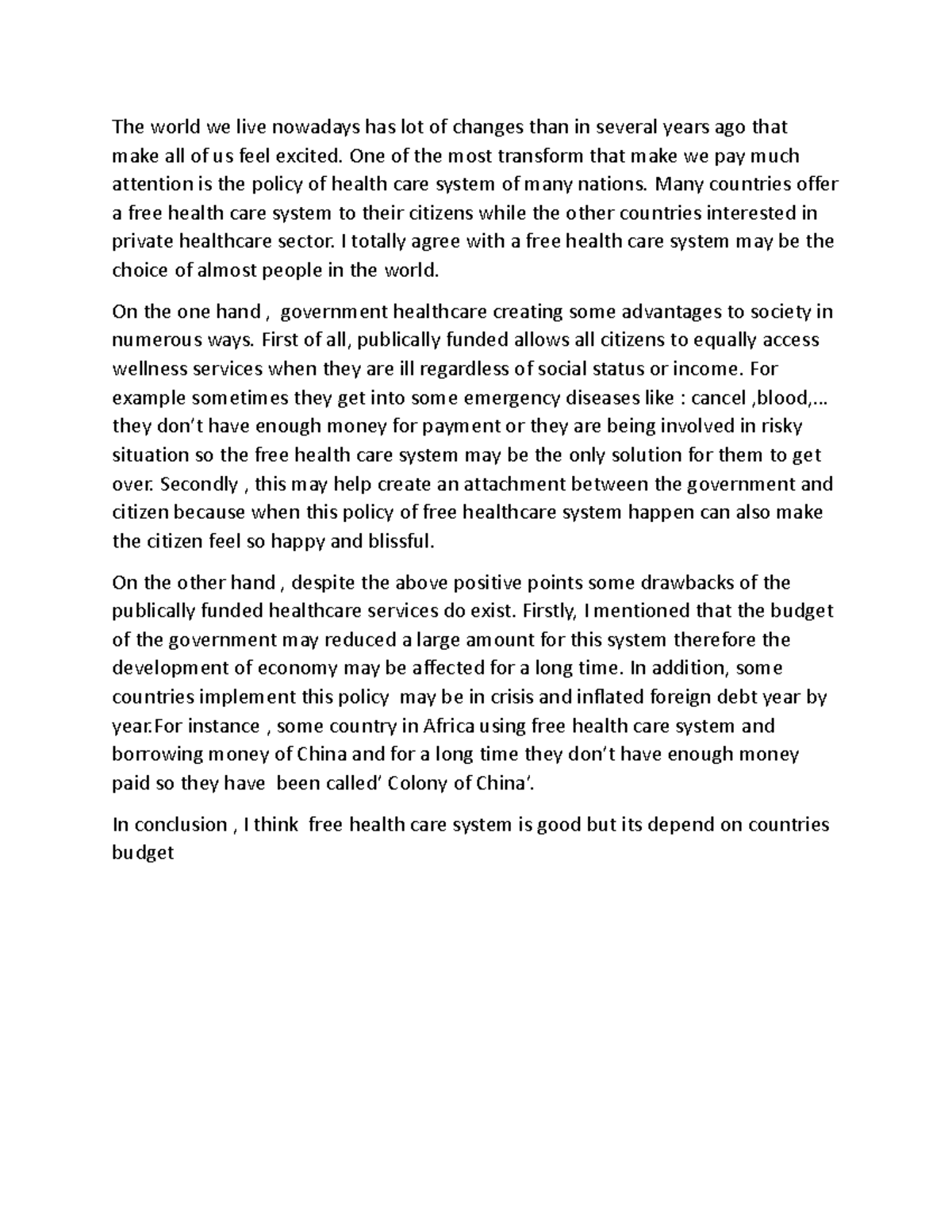 Healthcare system - dsdsdsd - The world we live nowadays has lot of ...