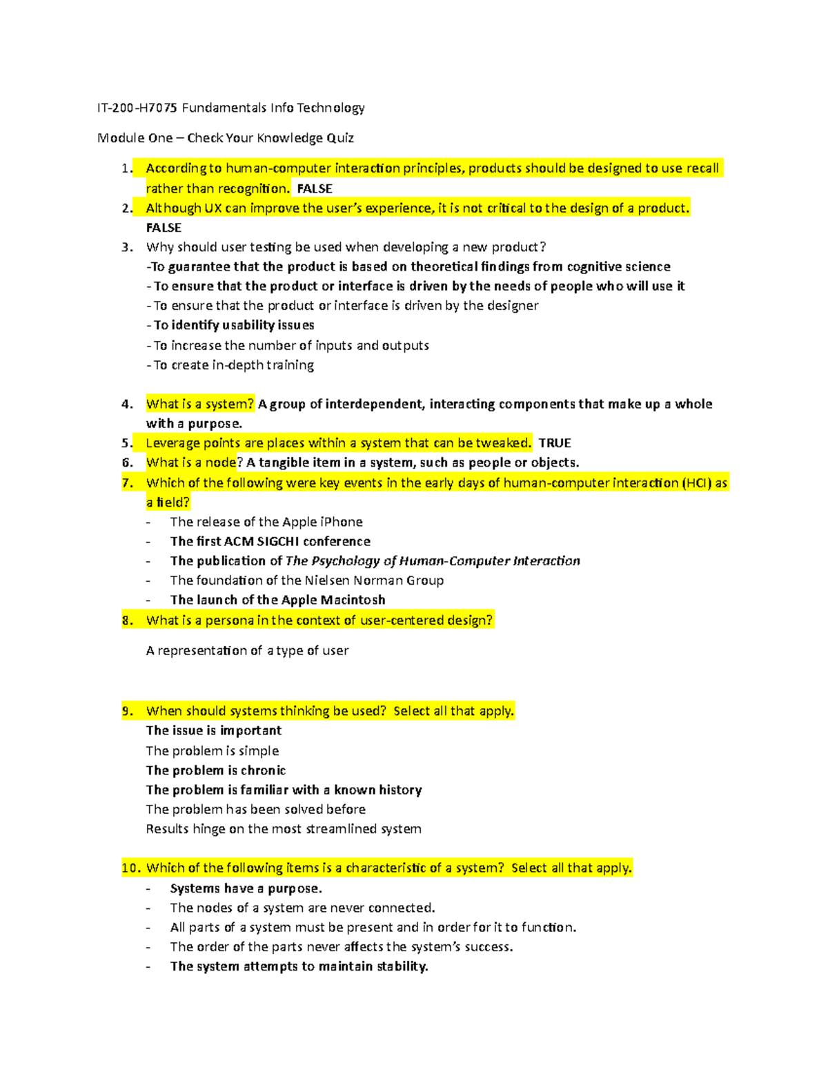 Fundamentals Mod 1 Check your knowledge - IT-200-H7075 Fundamentals ...