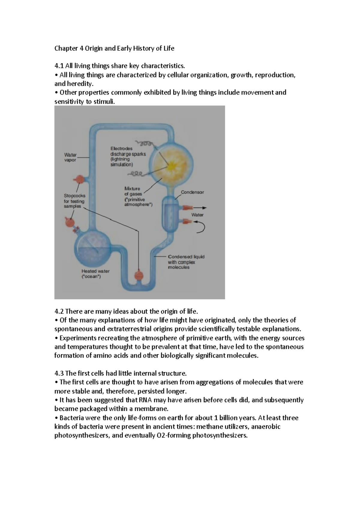 BIOL 10 Summary Ch4 - Chapter 4 Origin and Early History of Life 4 All ...