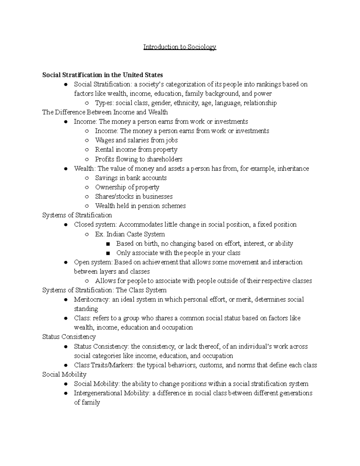 Social Stratification in US pdf - Introduction to Sociology Social ...