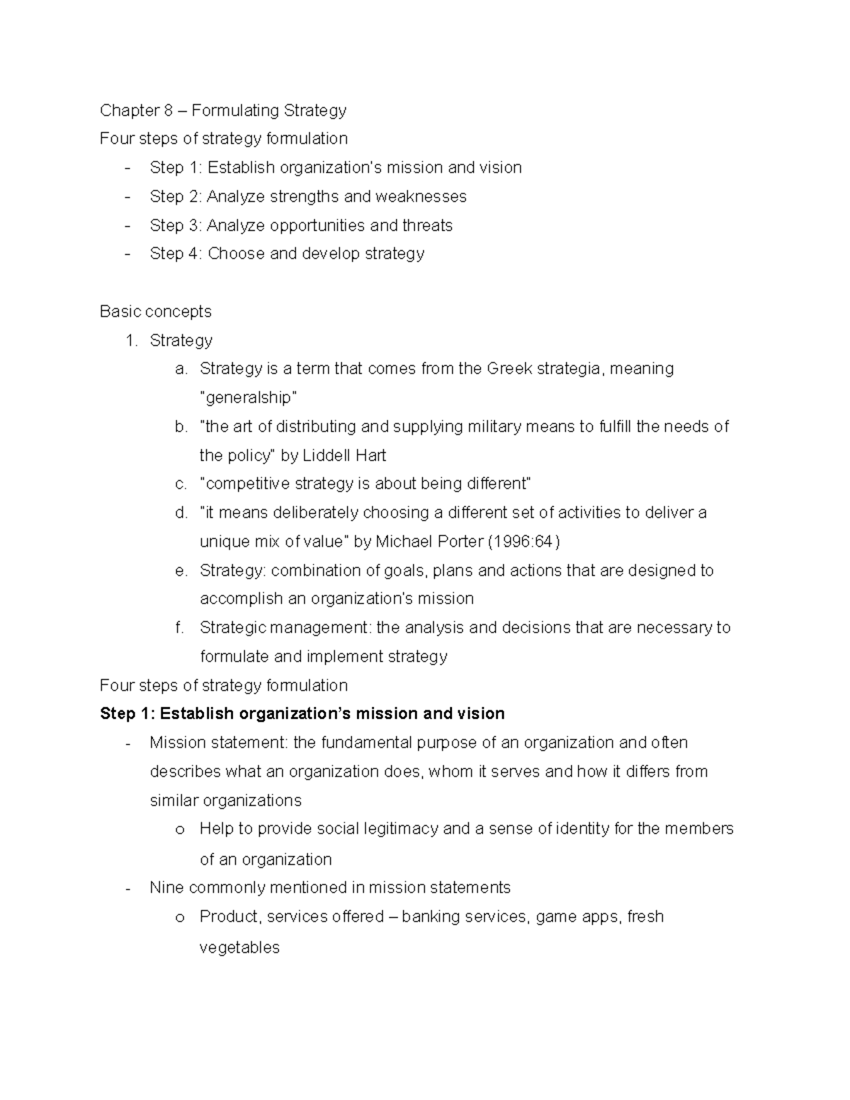Chapter 8 – Formulating Strategy - Chapter 8 – Formulating Strategy ...