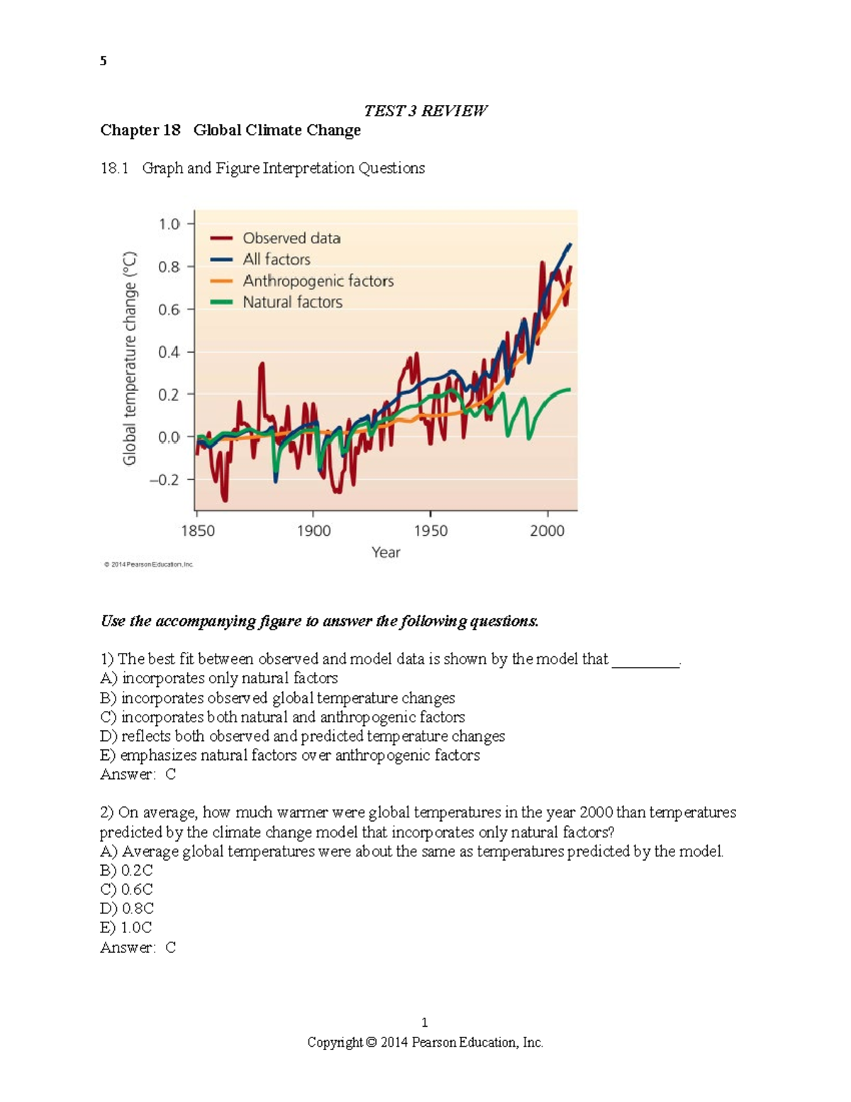 TEST 3 Review Questions Ans - 1 TEST 3 REVIEW Chapter 18 Global Climate ...