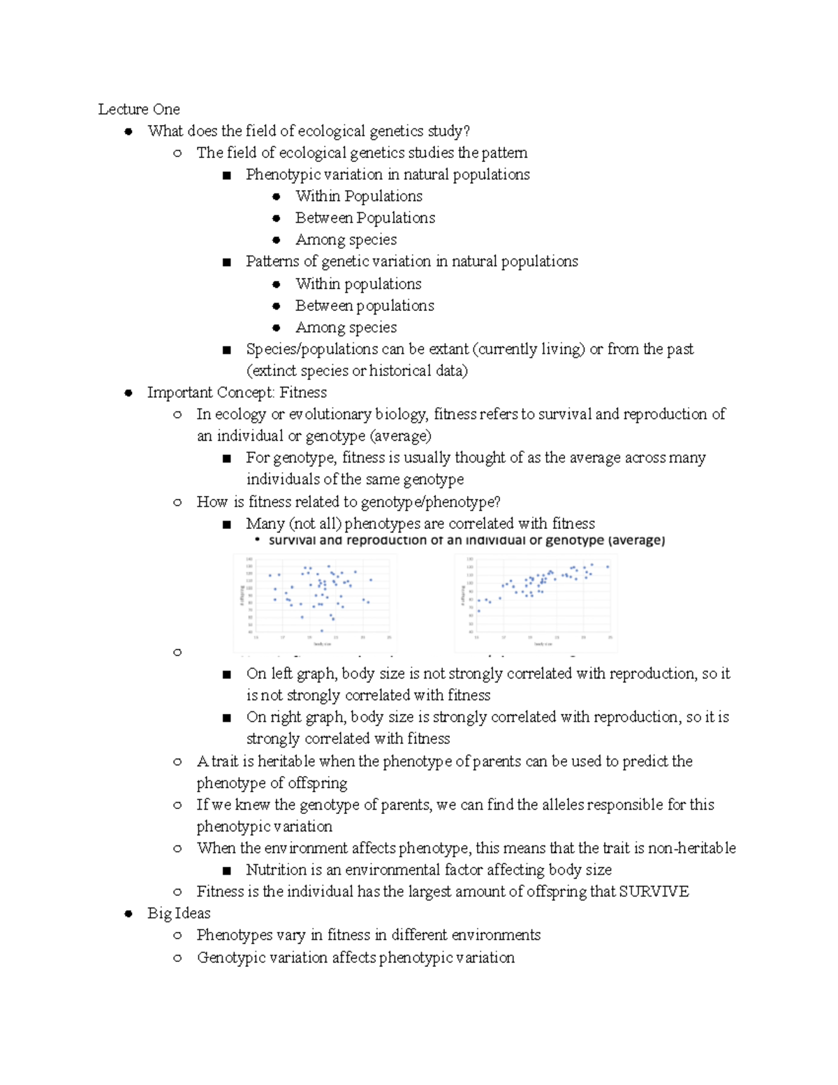 BIO 321 Unit One Notes - Lecture One What does the field of ecological ...