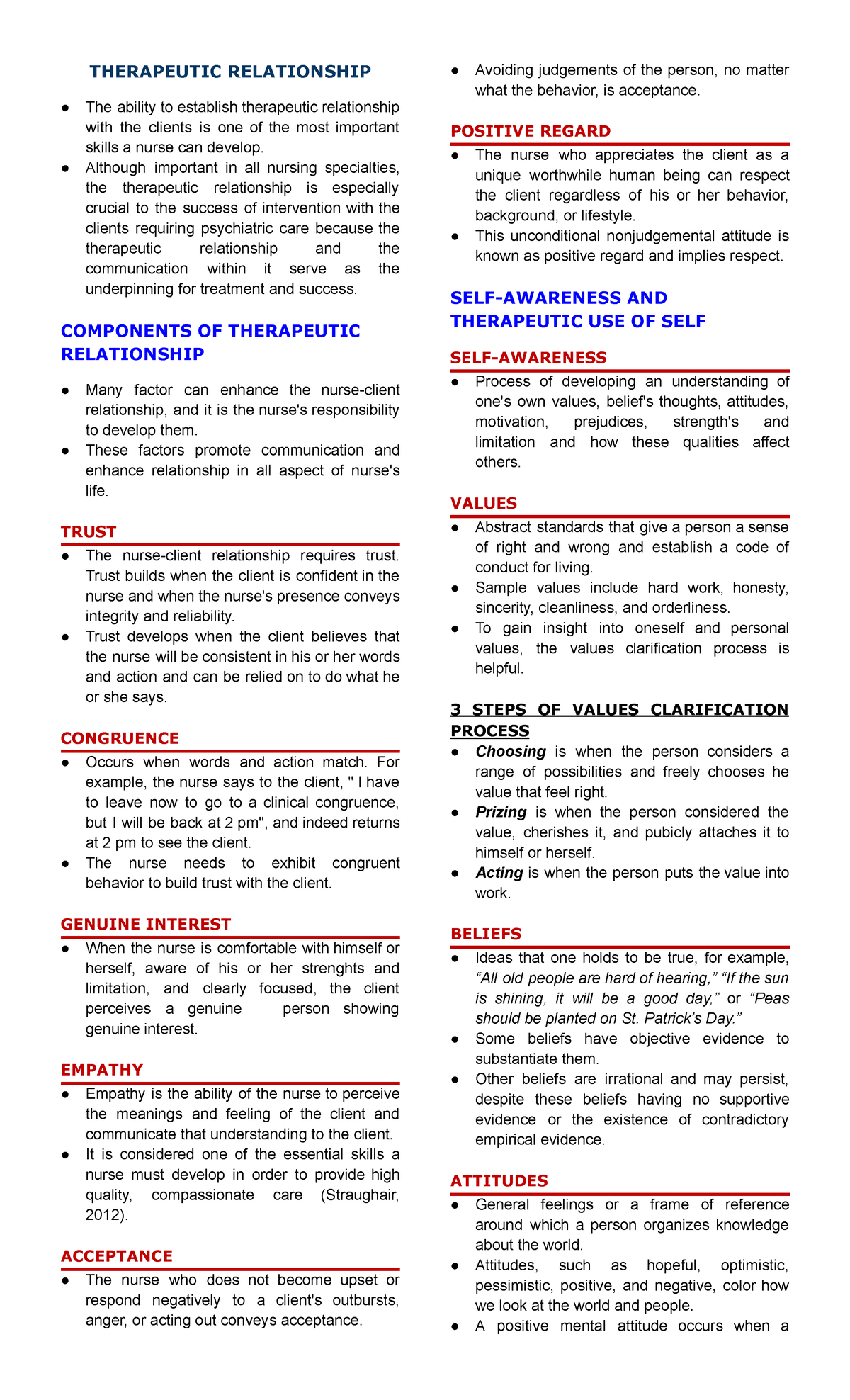 Therapeutic Relationship - THERAPEUTIC RELATIONSHIP The ability to ...