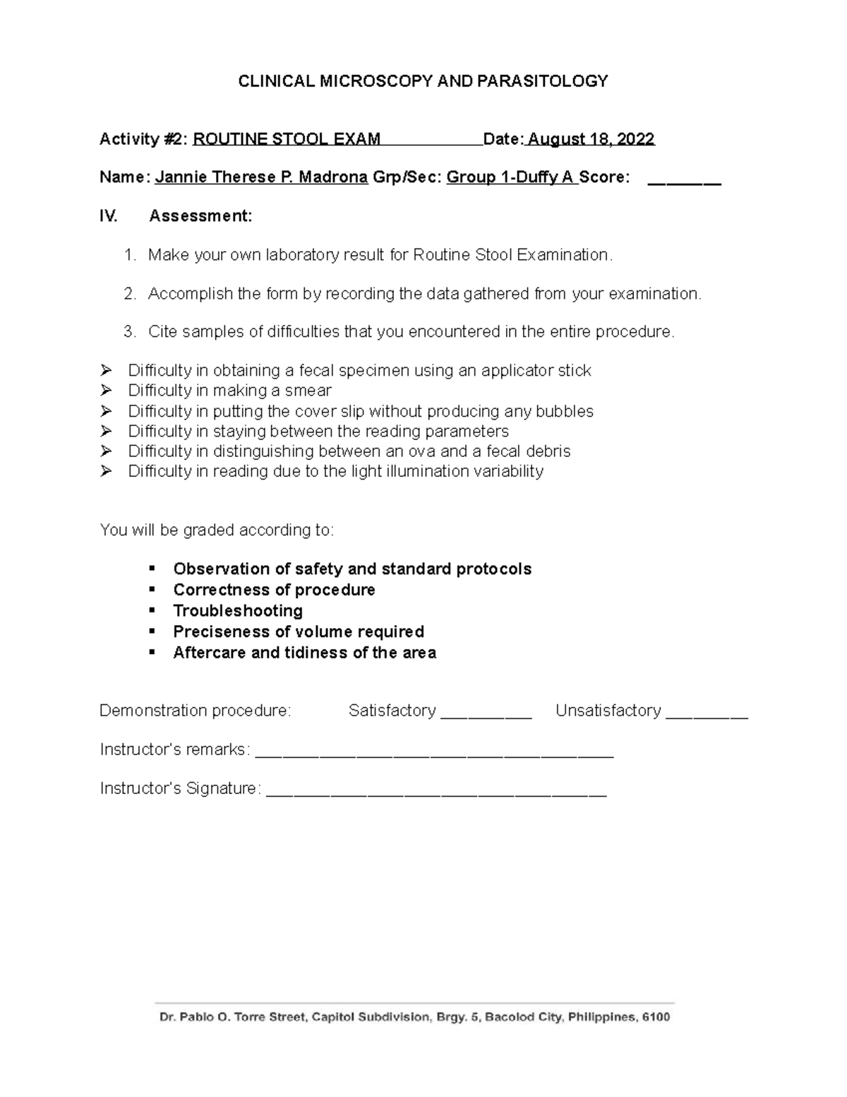 SE Final - Describe - CLINICAL MICROSCOPY AND PARASITOLOGY Activity #2 ...