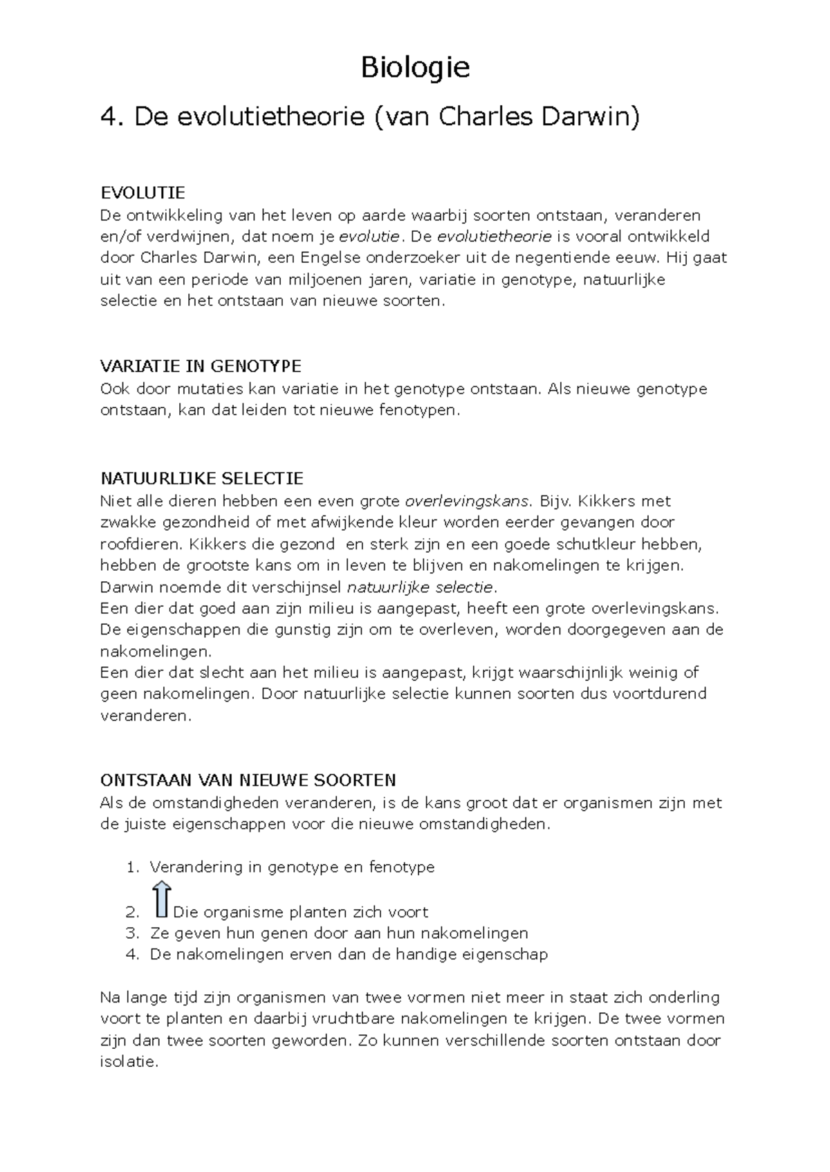 Biologie, Thema 5, Paragraaf 4 - Biologie 4. De evolutietheorie (van ...