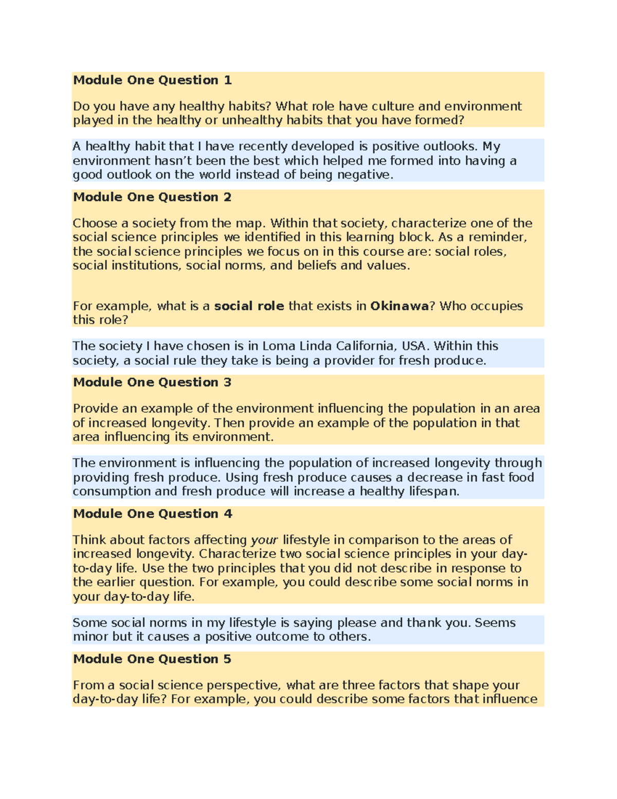 Module 1 Short Responses - Module One Question 1 Do you have any ...