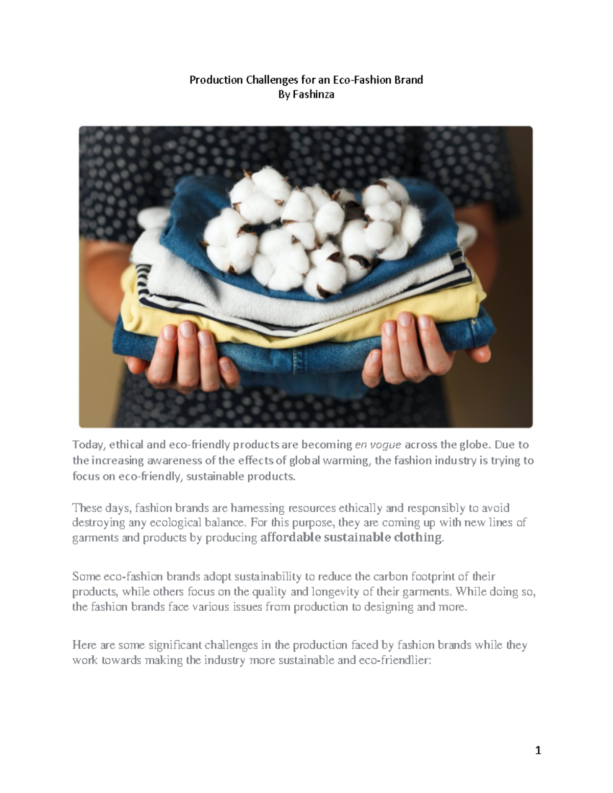 Production Challenges for an Eco Fashion Brands - Production Challenges ...