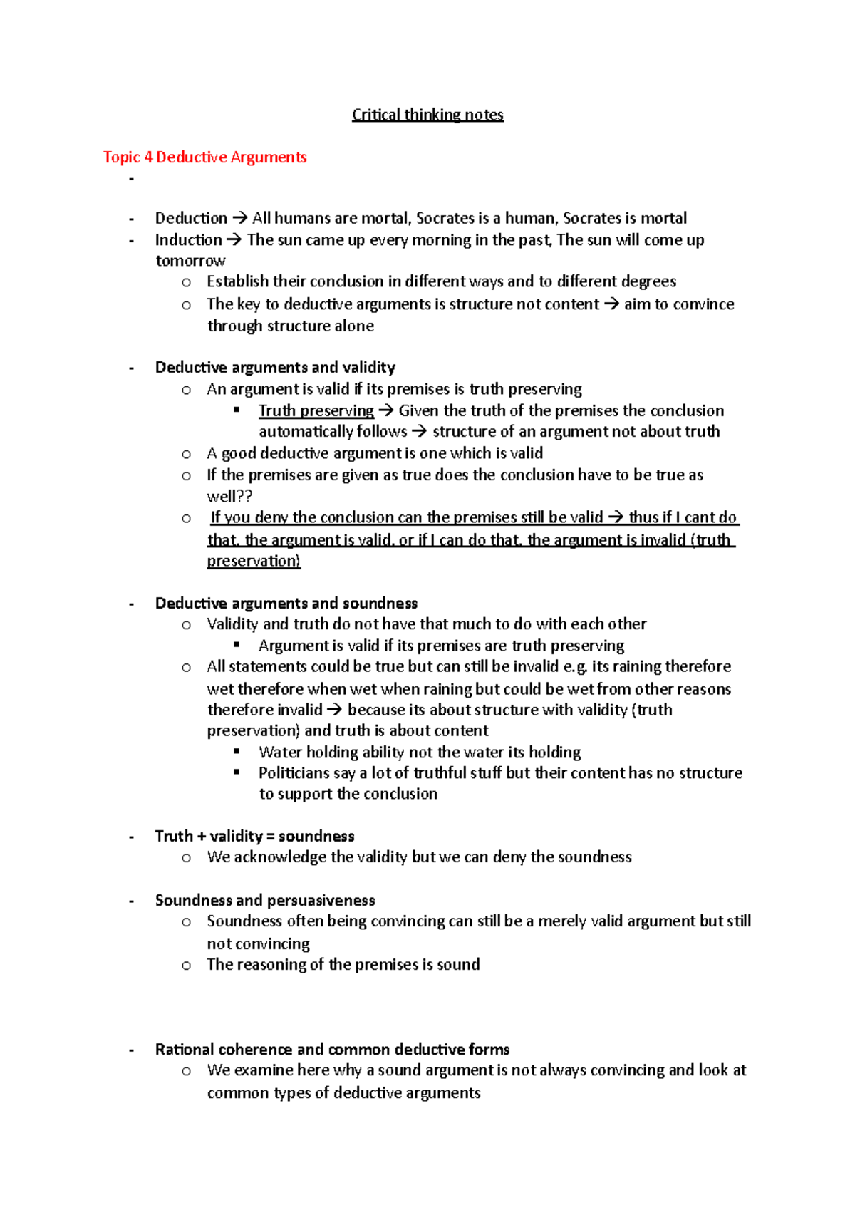 Critical thinking notes (Autosaved) - Critical thinking notes Topic 4 ...