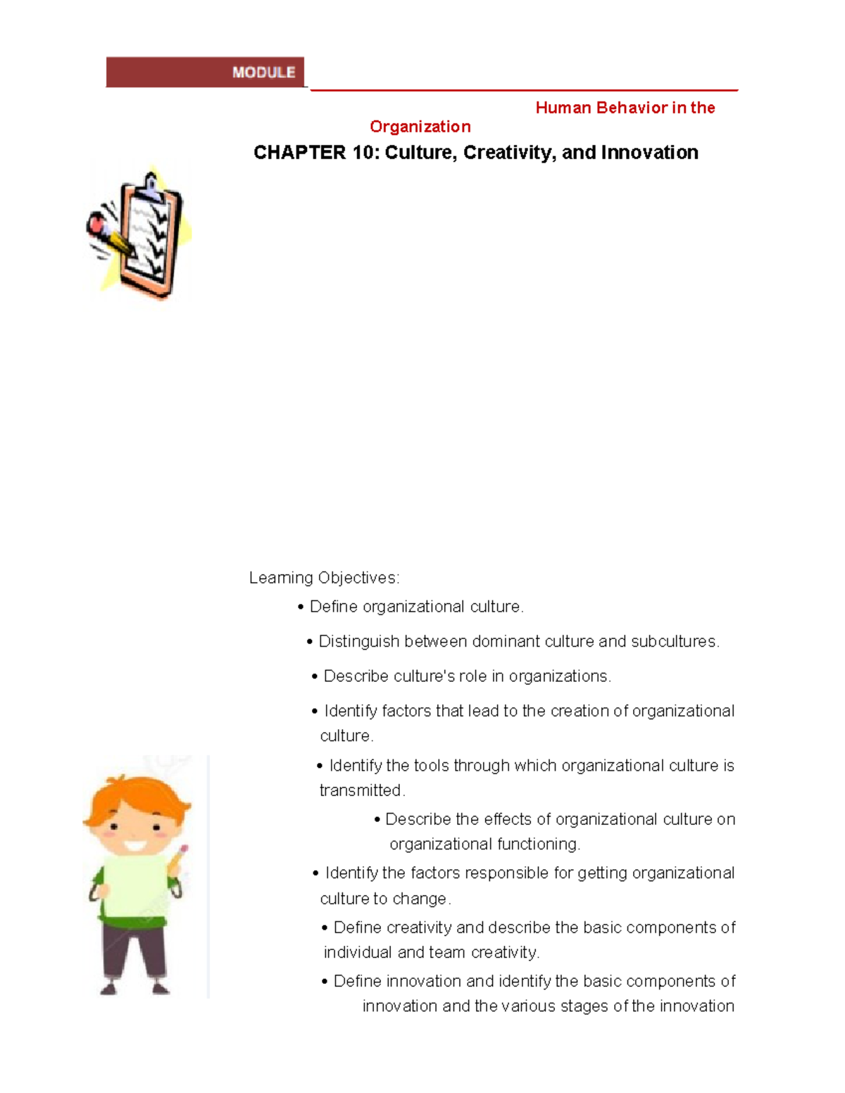 Chapter 10 - Culture, Creativity and Innovation