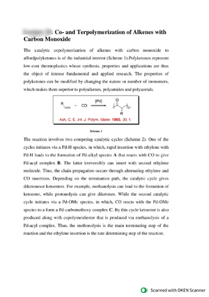 Chemistry 28 - Carbonylation Reactions, Reaction of Bicyclic Alkenes ...