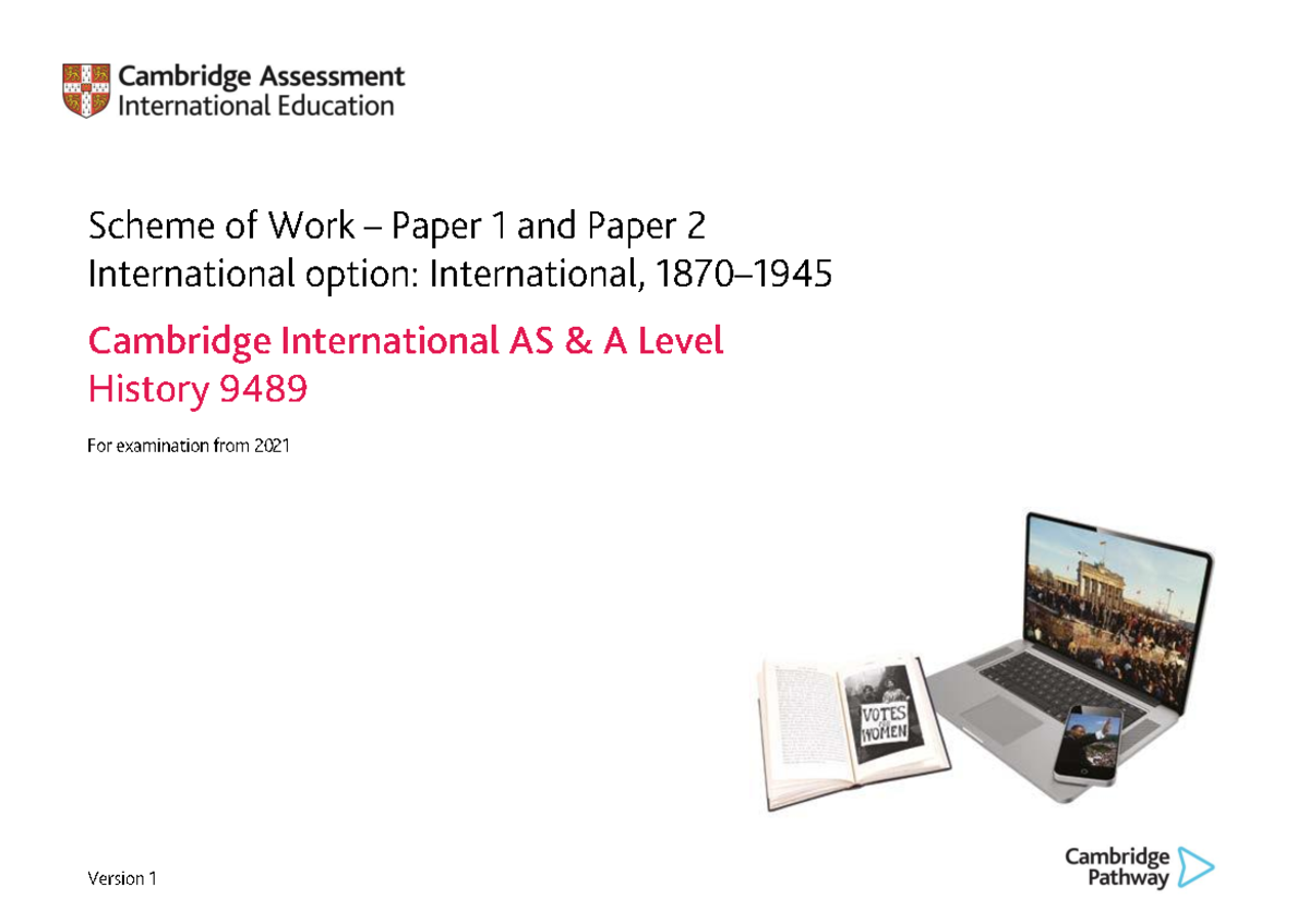 9489 Scheme of Work Paper 1 and 2 - International History (for ...