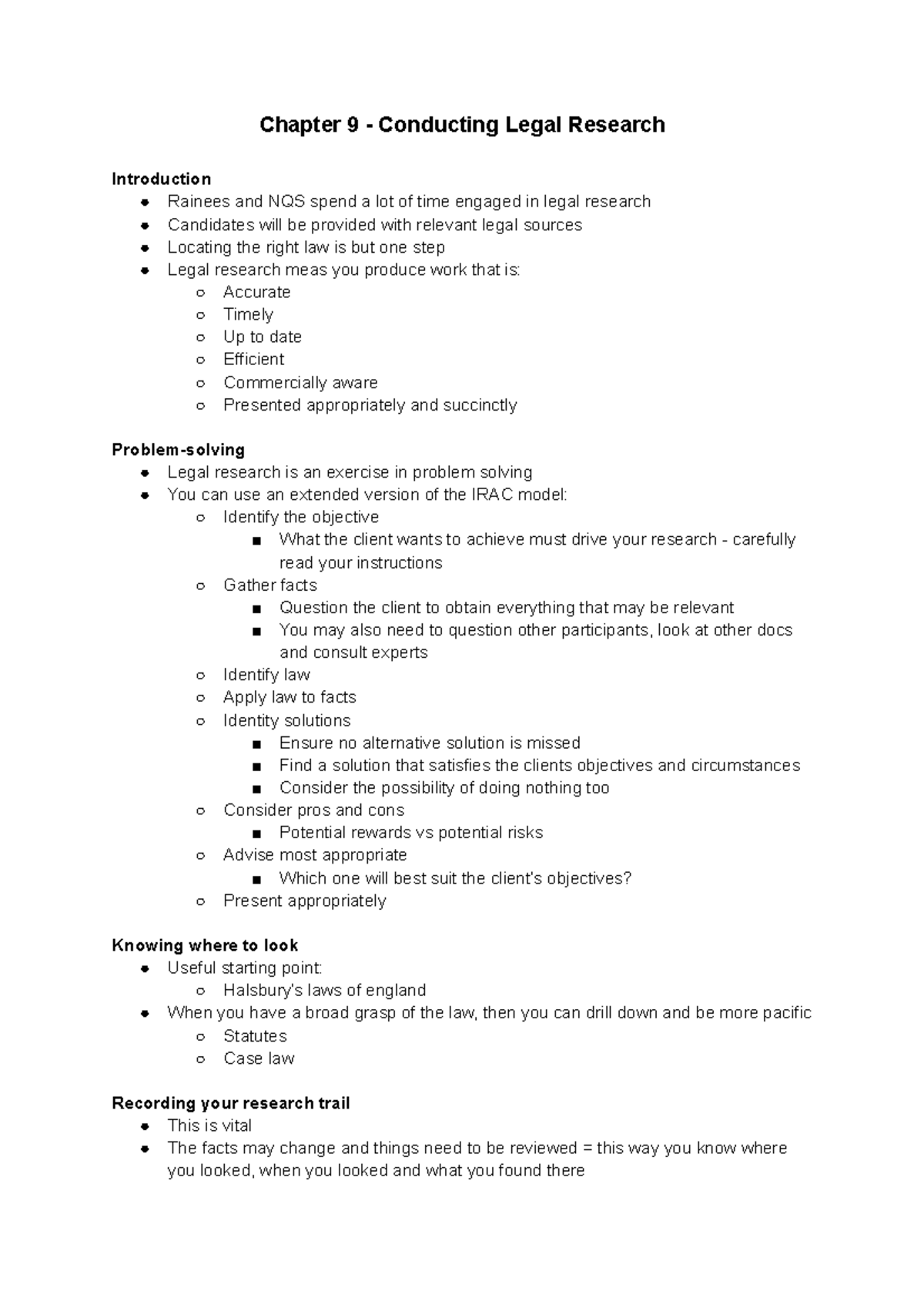 ULaw - Research - notes from the ULAW Written Skills manual - Chapter 9 ...