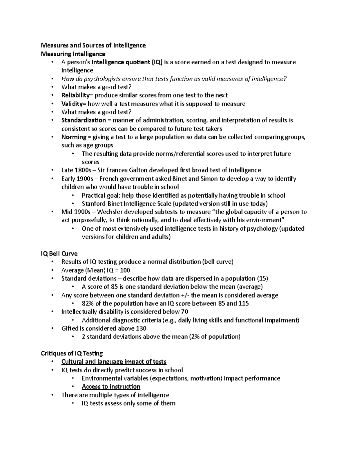 Thinking and Intelligence (Measuring Intelligence) - Measures and ...