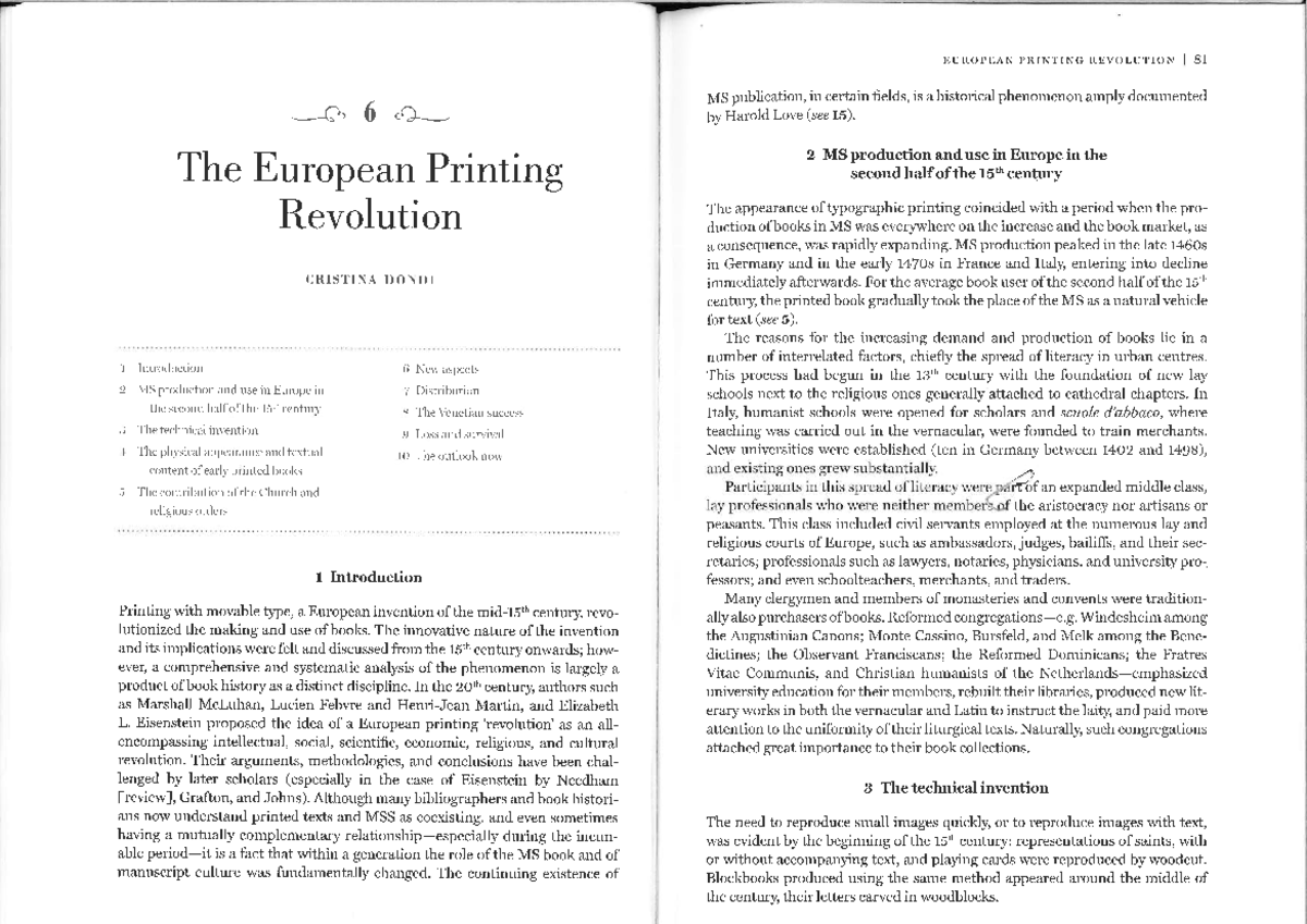 The European Printing Revolution - History - Studocu