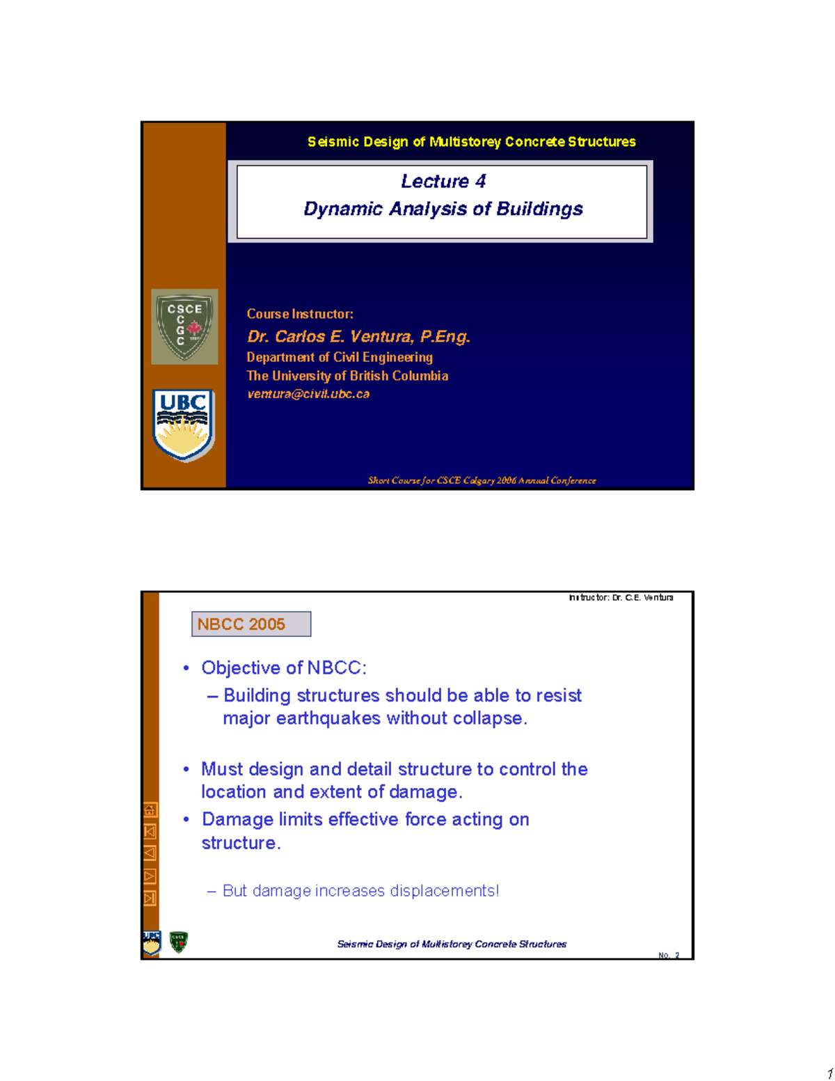 Seismic 4 Dynamic Analysis of Buildings - Seismic Design of Multistorey ...