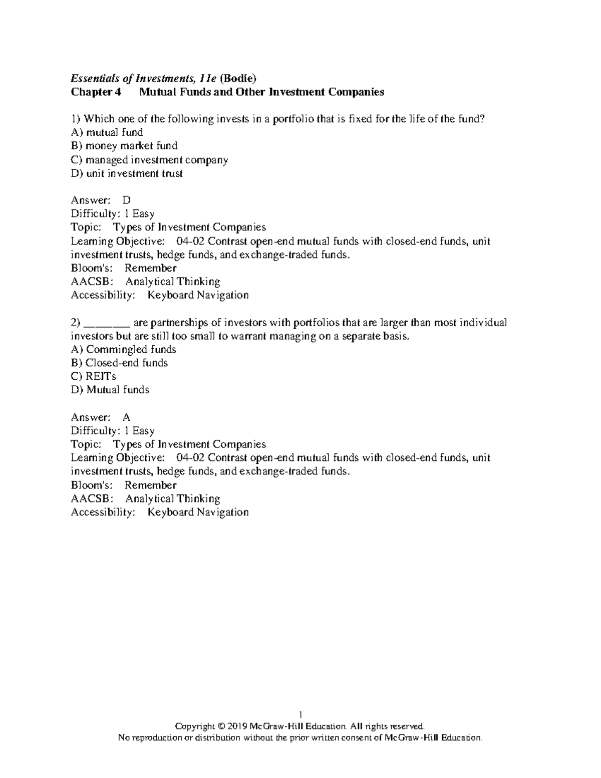 CH 4 - Chapter =4 - 1 Copyright © 2019 McGraw-Hill Education. All ...