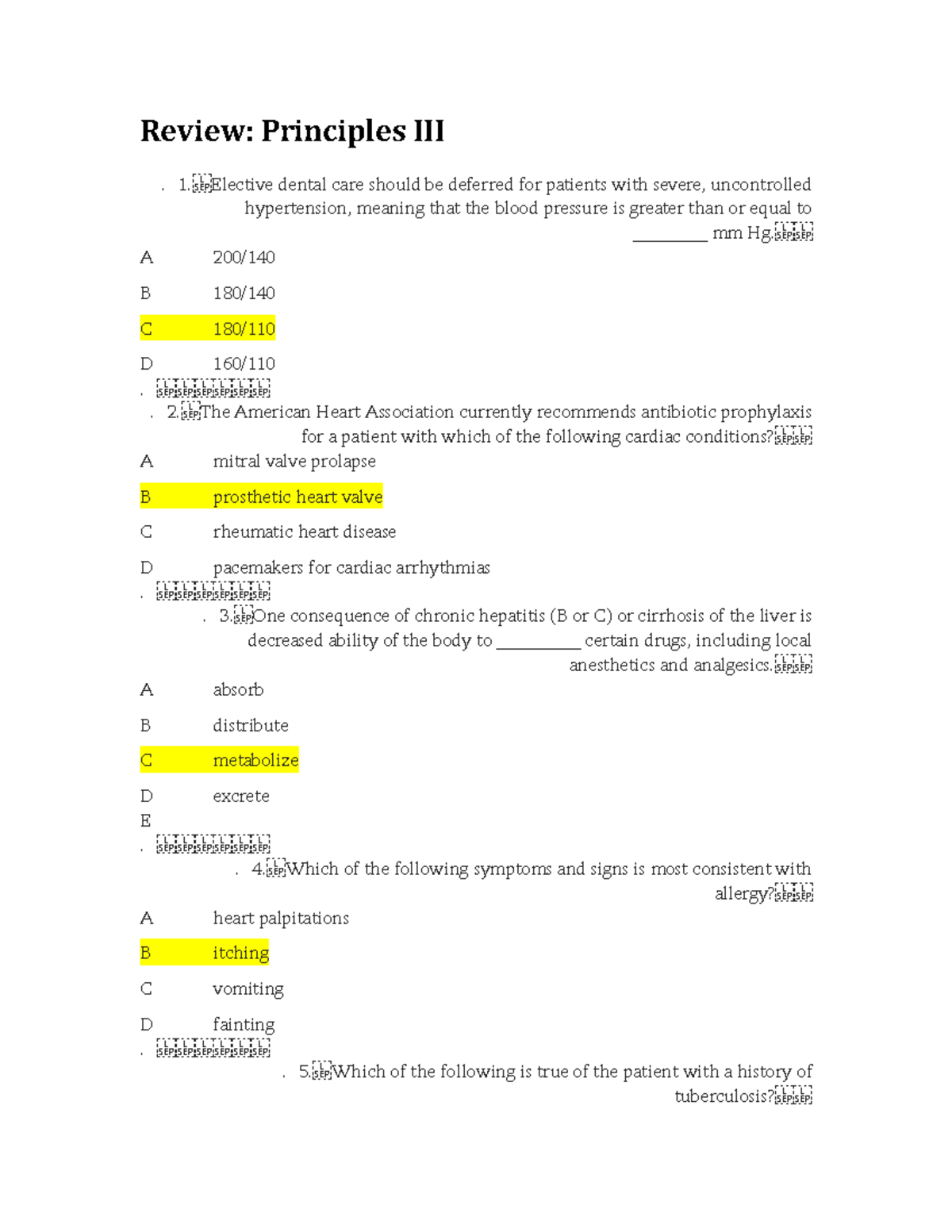 Final review - lecture notes - Review: Principles III . 1. Elective ...