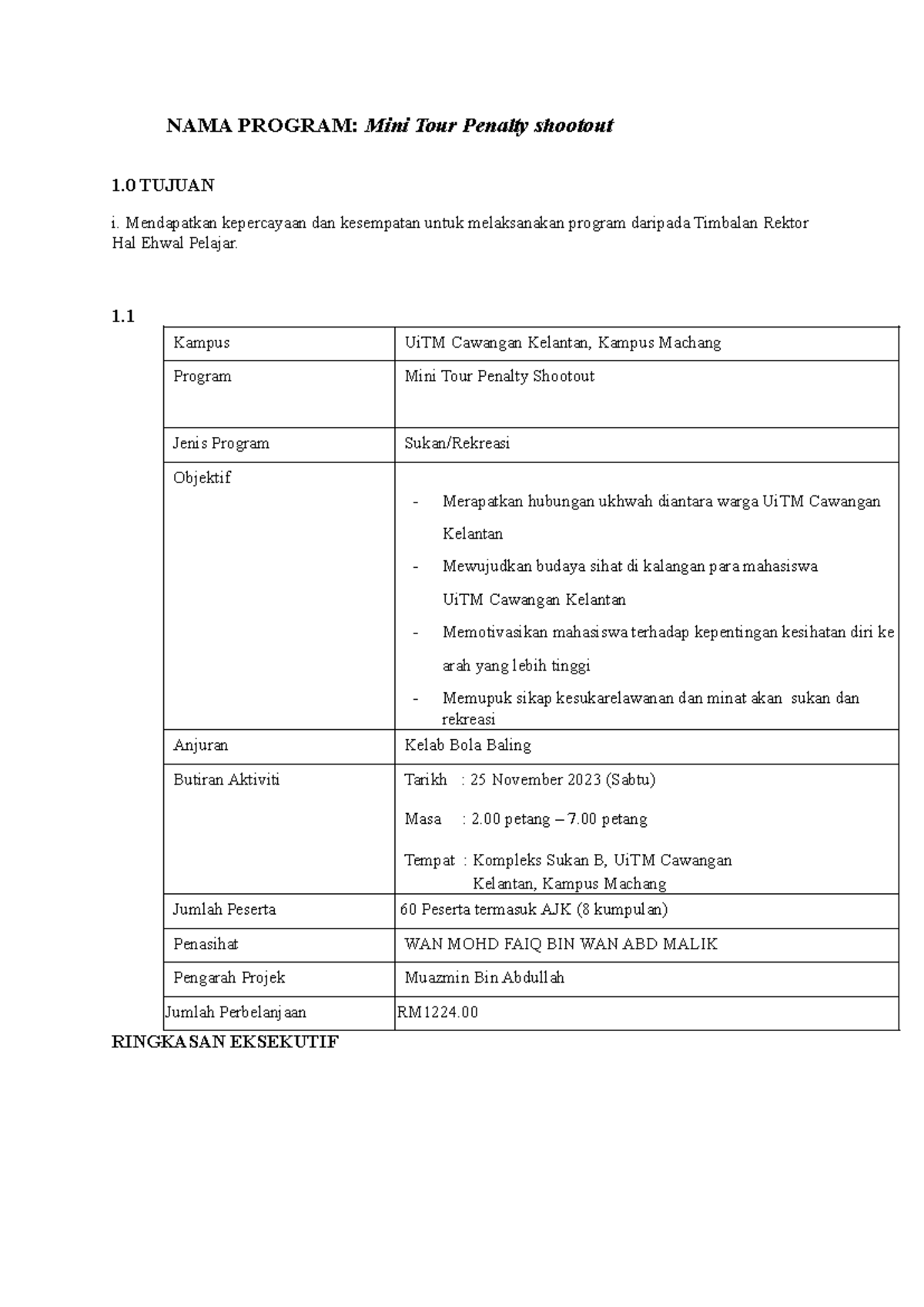 Mini Tour Penalty Shoot Plan - NAMA PROGRAM: Mini Tour Penalty shootout ...