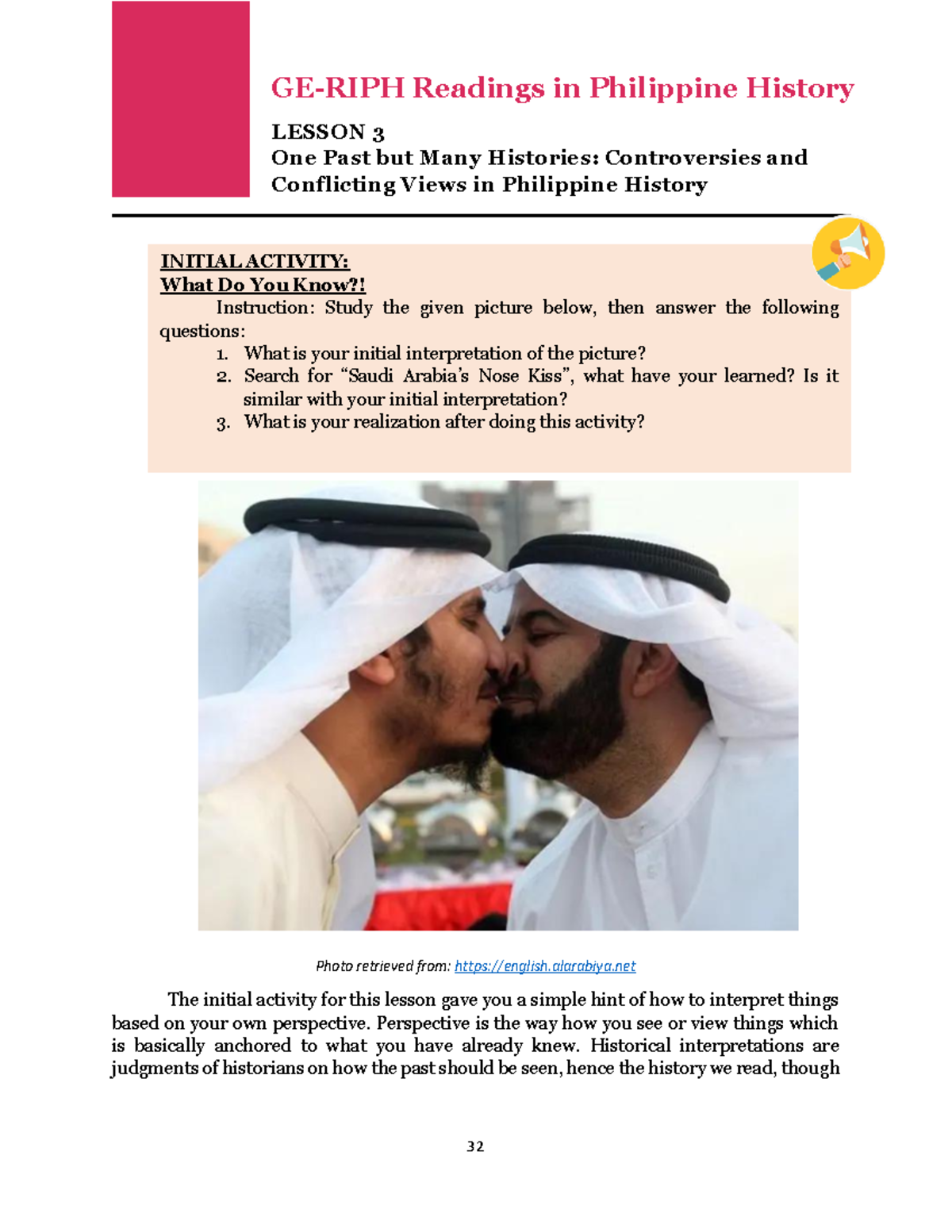 Lesson-3 - Kasaysayan- 1st semester - Photo retrieved from: english ...