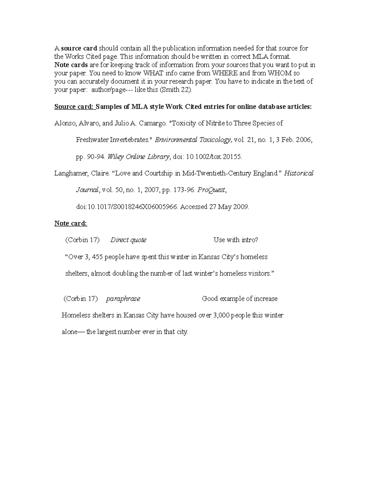 Cardsfor MLA - breaking down MLA format - A source card should contain ...