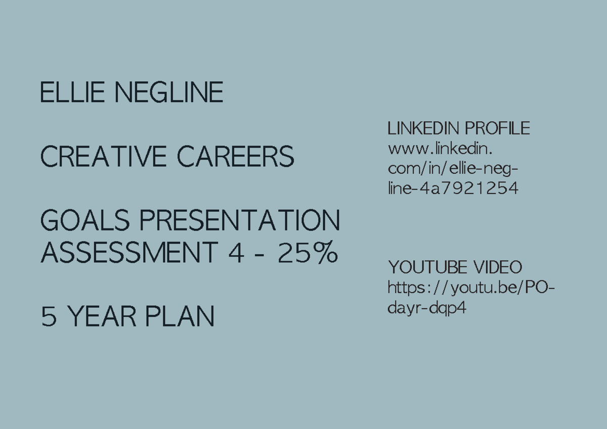 Cc a4 - assessment on how to design - ELLIE NEGLINE CREATIVE CAREERS ...