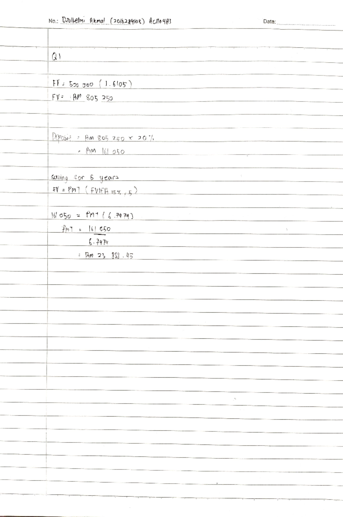 Dzulhelmi Akmal MAF253 - Date: ... ..... ...... 0 \ H; l;oo ryoo ( I. 6 IOS- J FV= ~jYI _ io S 2 ...