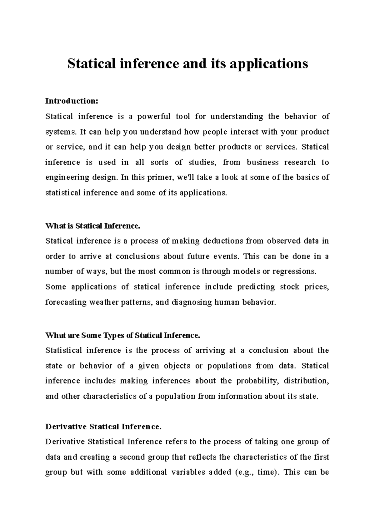 Statical inference and its applications - Statical inference and its ...