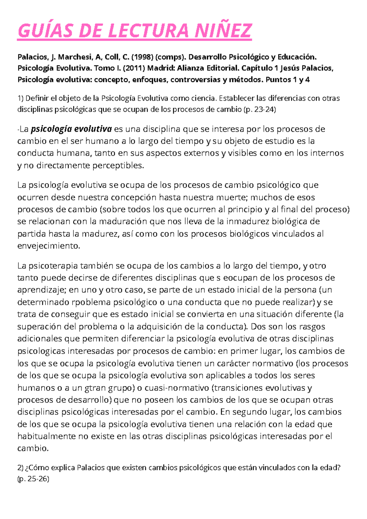 Guías de Lectura Niñez Sorgen - GUÍAS DE LECTURA NIÑEZ Palacios, J ...