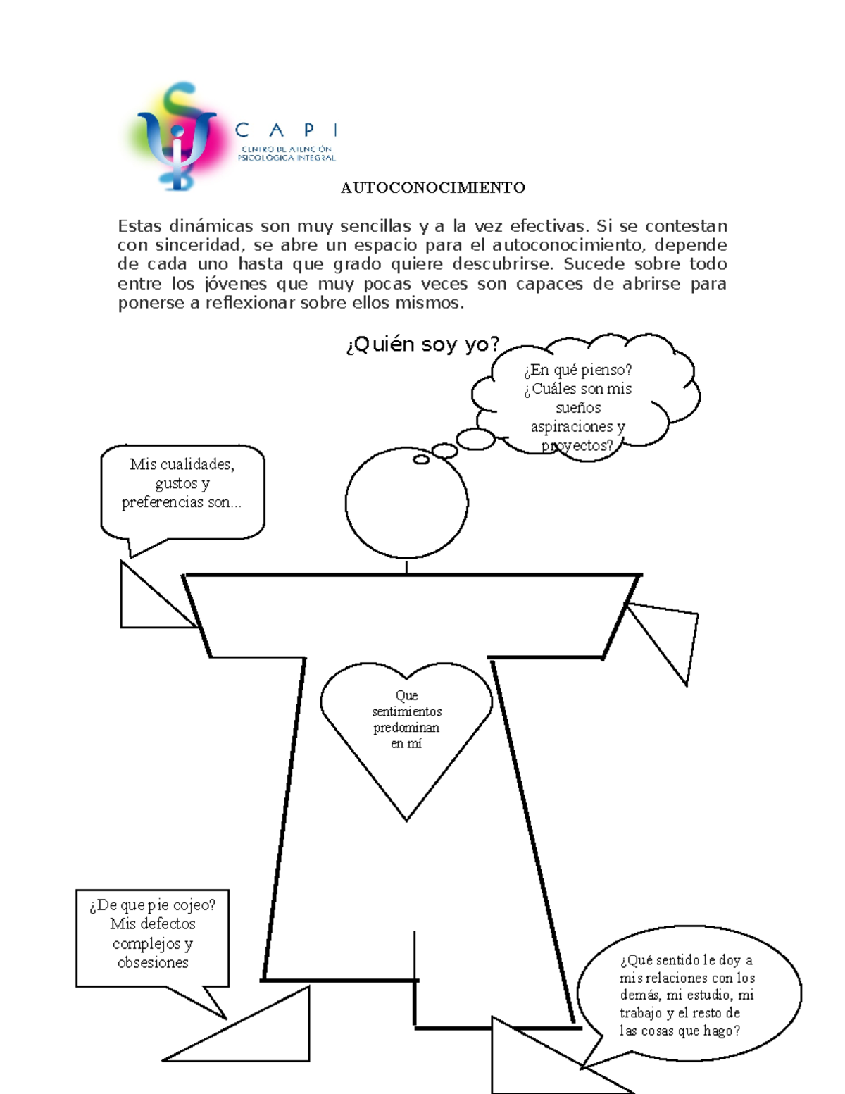 Ejercicios DE Autoconocimiento - AUTOCONOCIMIENTO Estas dinámicas son muy sencillas y a la vez ...