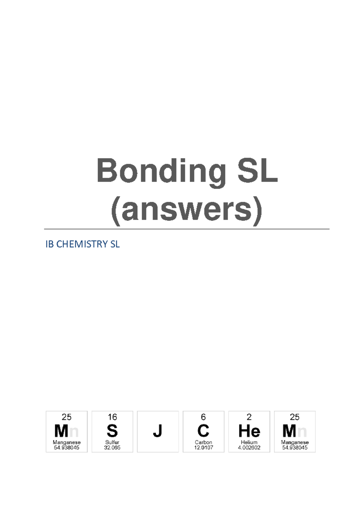 Topic 4 - Bonding SL - Answers - Bonding SL (answers) IB CHEMISTRY SL ...