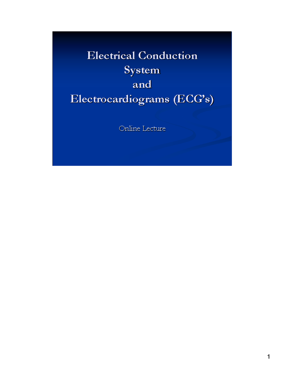 Cardiac Dysrhythmias Lecture notes - Electrical Conduction System and ...