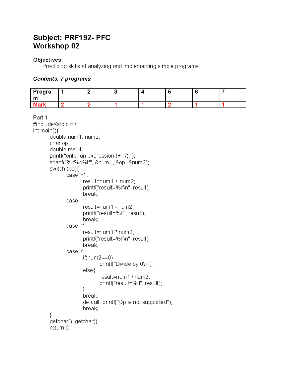 đáp án workshop 2 - dạ không có ạ. đây chỉ là bản đáp án thôi - Subject ...
