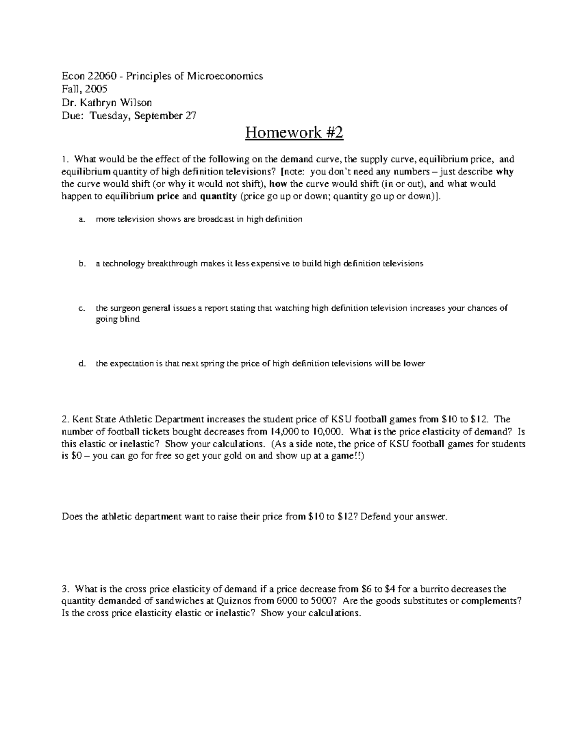 Homework 2 - Econ 22060 - Principles of Microeconomics Fall, 2005 Dr ...
