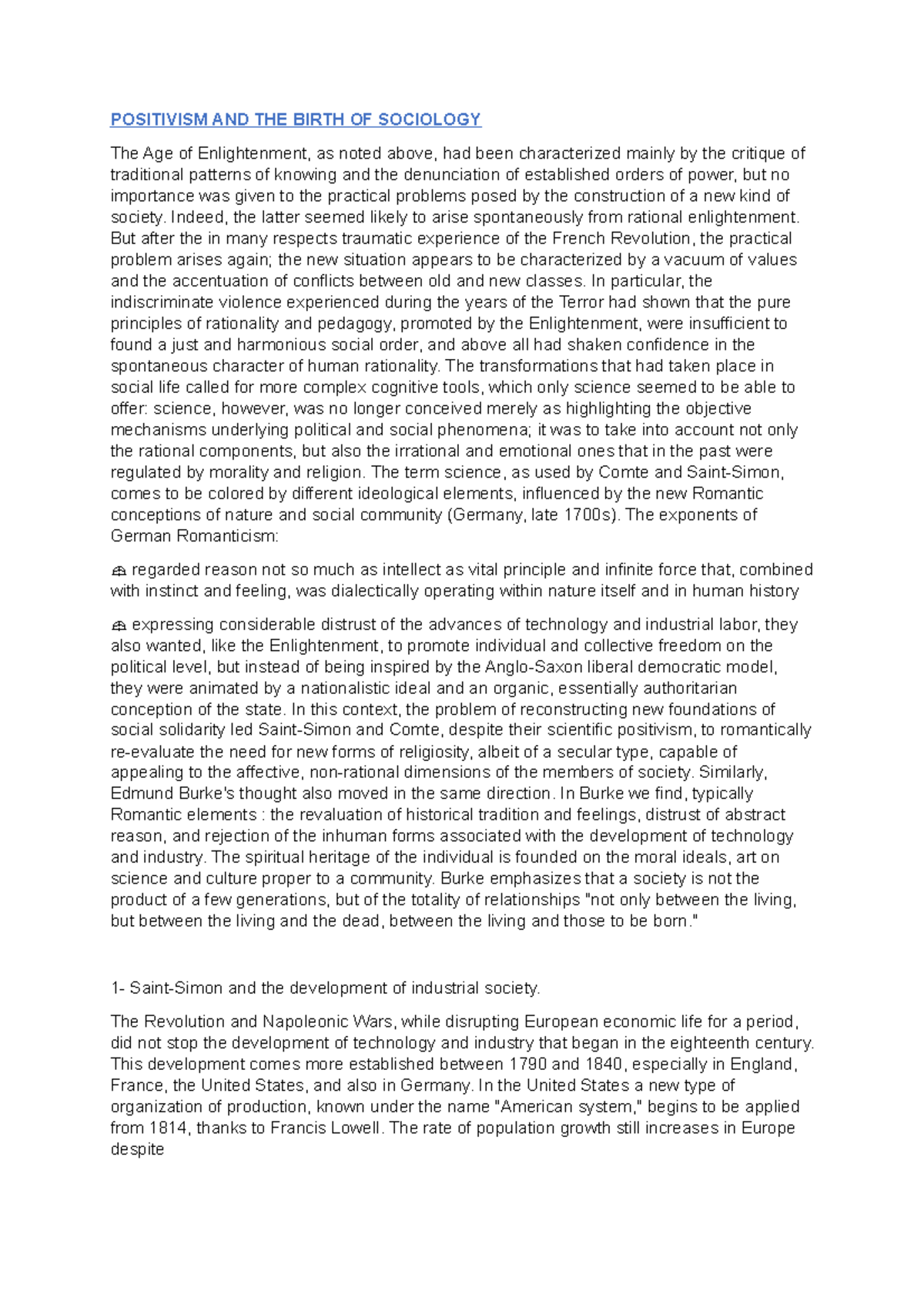 Positivism AND THE Birth OF Sociology - POSITIVISM AND THE BIRTH OF ...