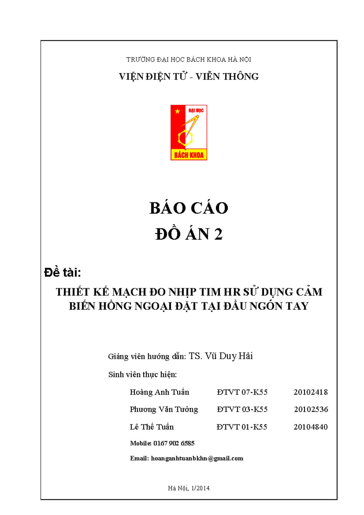 Bao Cao Project II - hhh - TRƯỜNG ĐẠI HỌC BÁCH KHOA HÀ NỘI VIỆN ĐIỆN TỬ - VIỄN THÔNG BÁO CÁO ĐỒ ...