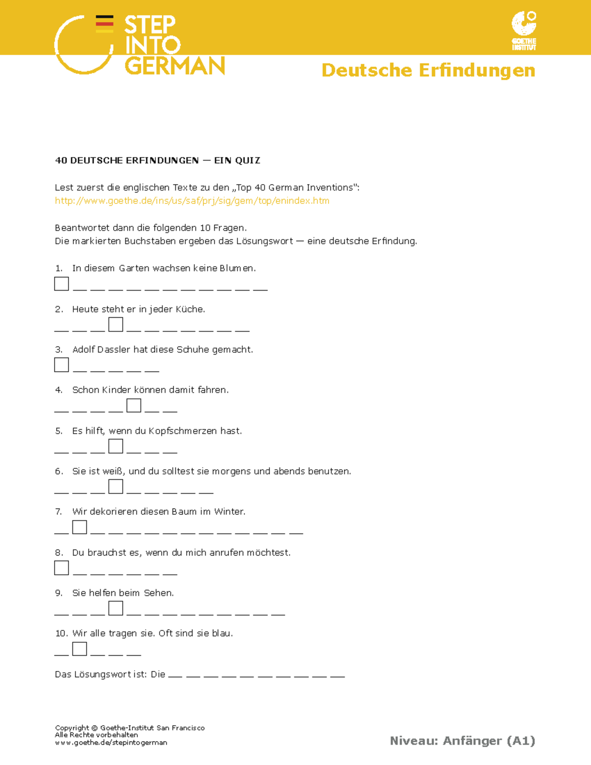 40 deutsche erfindungen - 40 DEUTSCHE ERFINDUNGEN — EIN QUIZ Lest ...