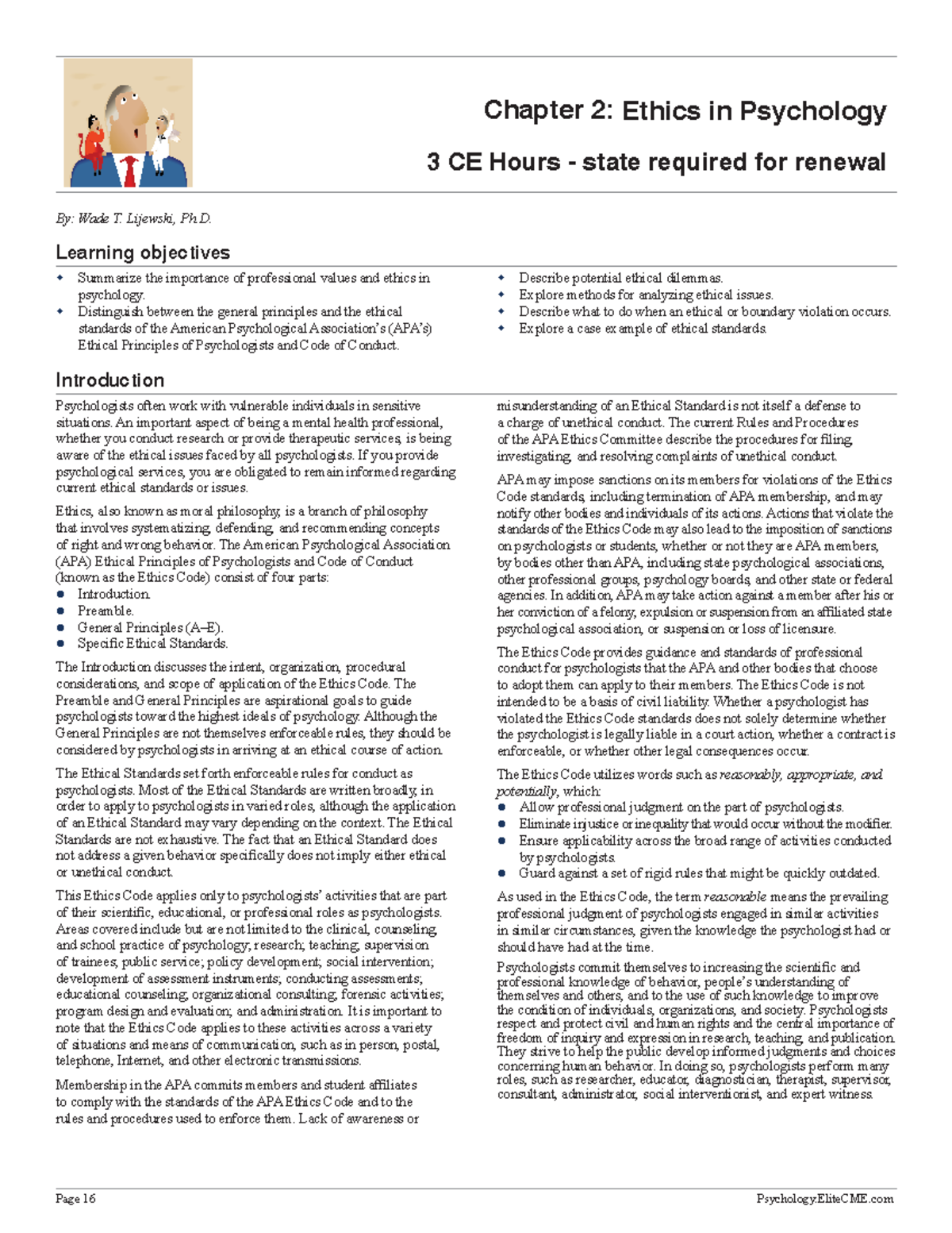 E2 - ............. - Page 16 Psychology.EliteCME Chapter 2: Ethics in ...
