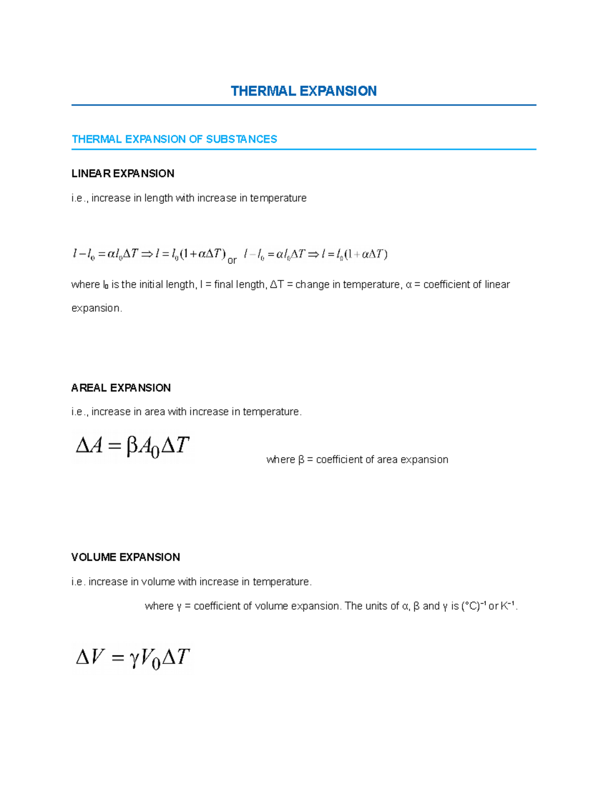 Thermal Expansion and HEAT - THERMAL EXPANSION THERMAL EXPANSION OF ...