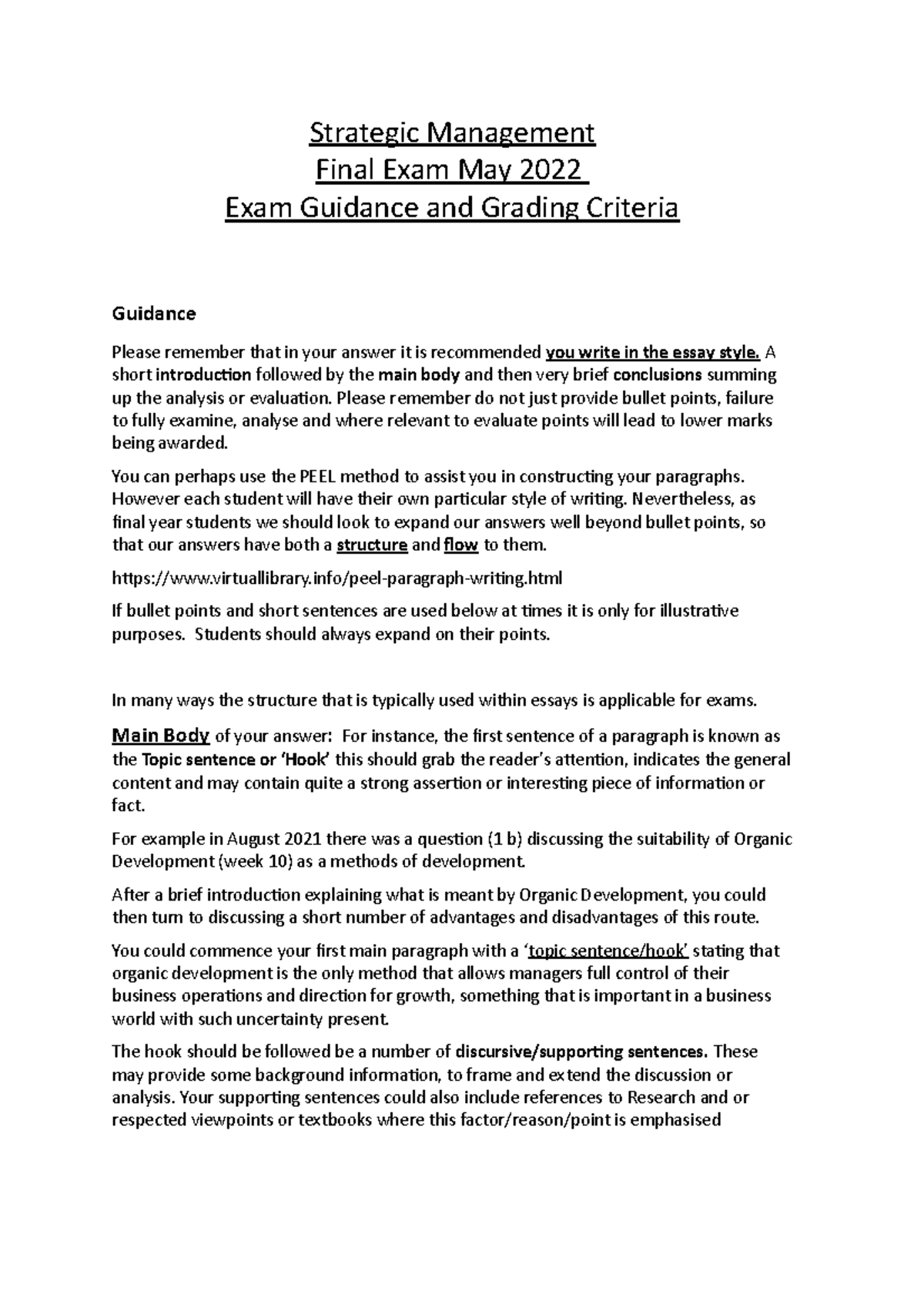 SM Exam Guidance 2022 - Strategic Management Final Exam May 2022 Exam ...