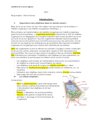 Paroi L1 - spe vegetale - La paroi des cellules végétales I ...