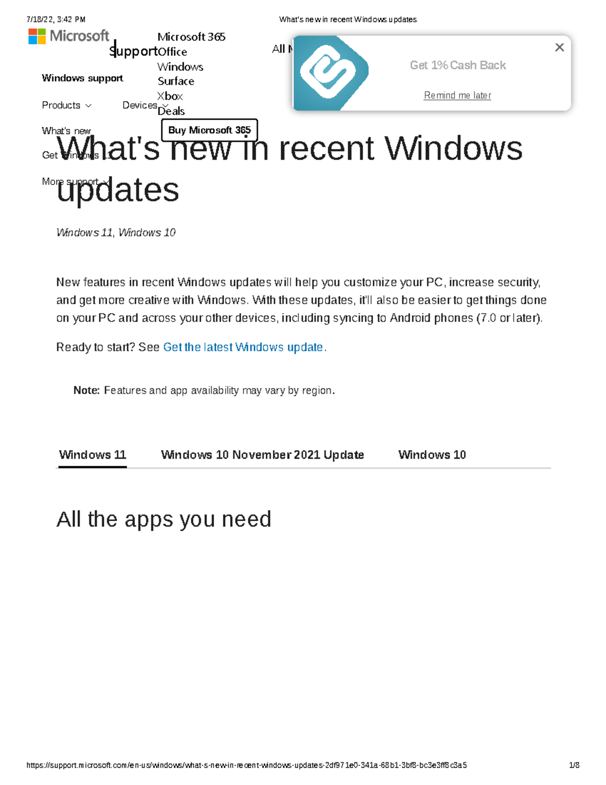 What's new in recent Windows updates - Windows support What's new Get ...